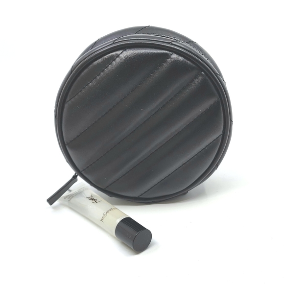 Yves Saint Laurent | Bags | Ysl Black Quilted Round Travel Pouch ...
